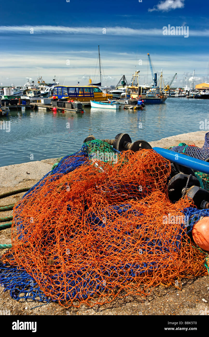 Fishing nets at Poole Harbour Stock Photo - Alamy