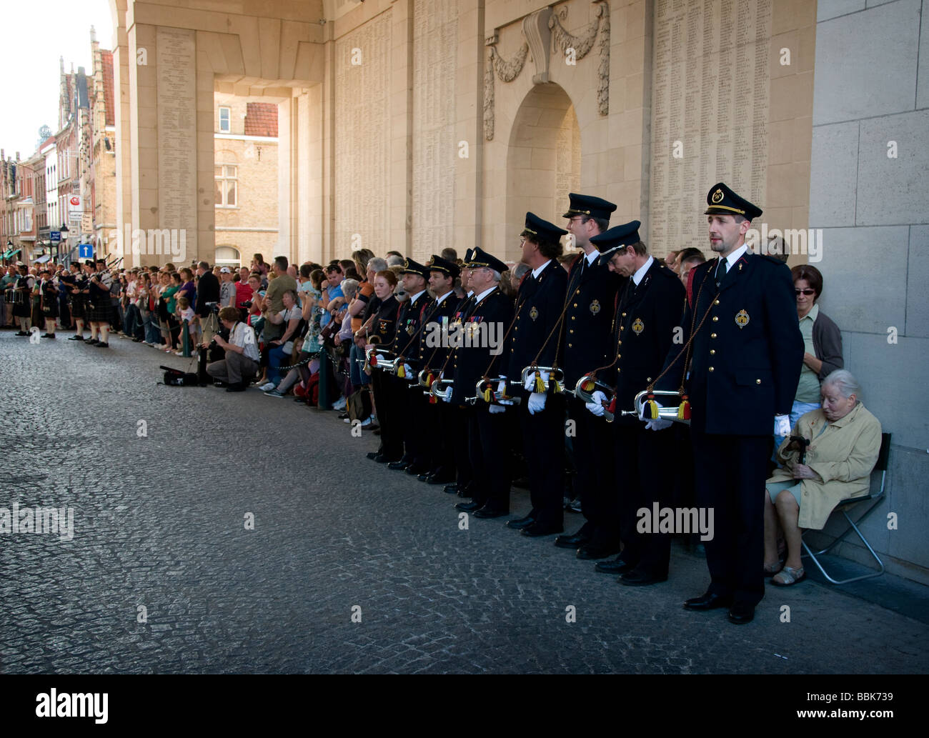 Band performing the last post at Ieper (Ypres) memorial Menin Gate West ...