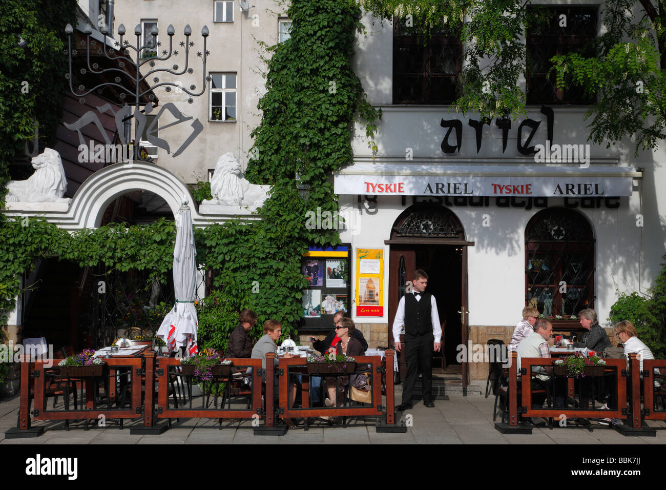 Poland Krakow Kazimierz Szeroka Street Jewish restaurant Stock Photo ...