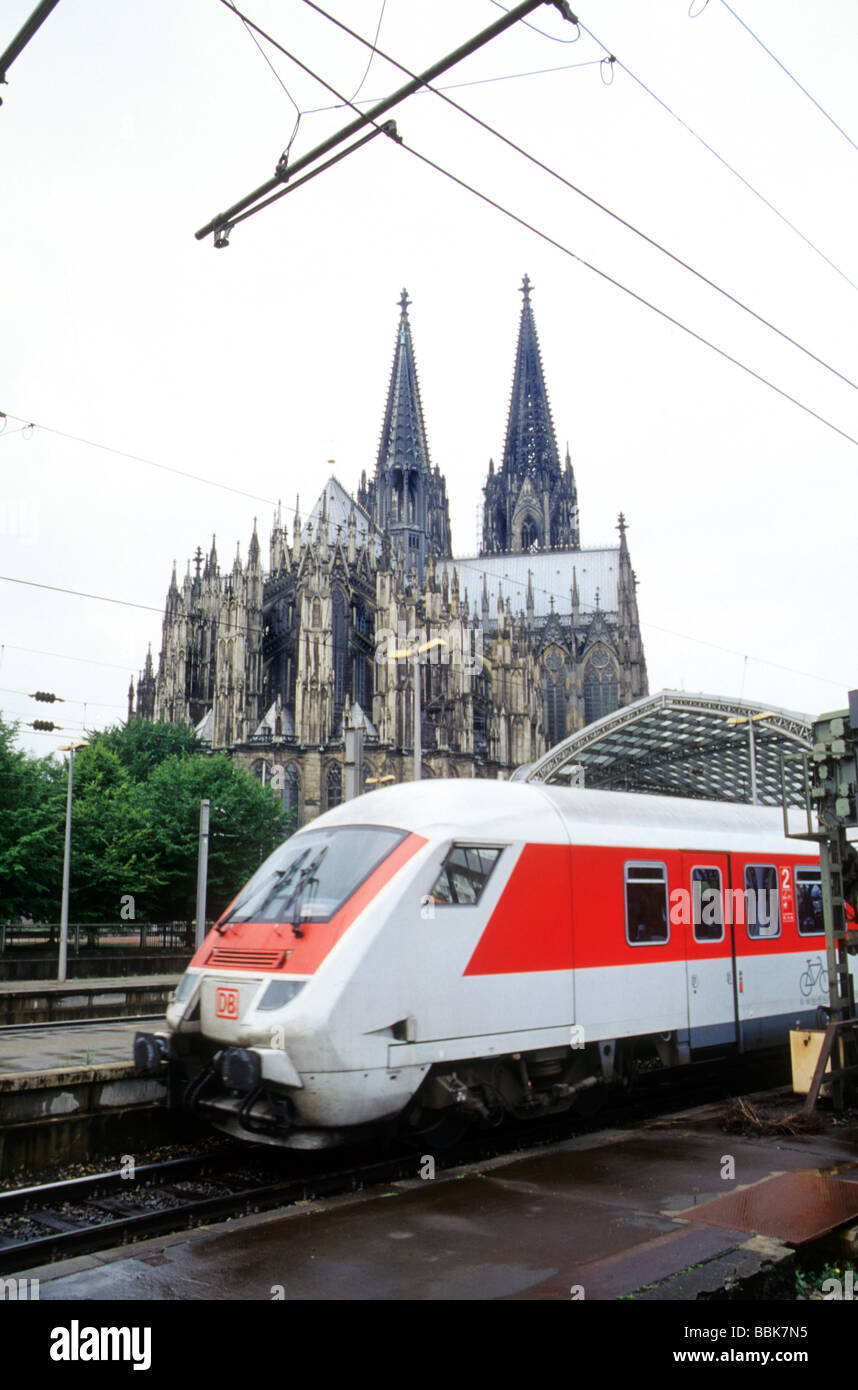 german koln cologne cathedral train rail station Stock Photo - Alamy