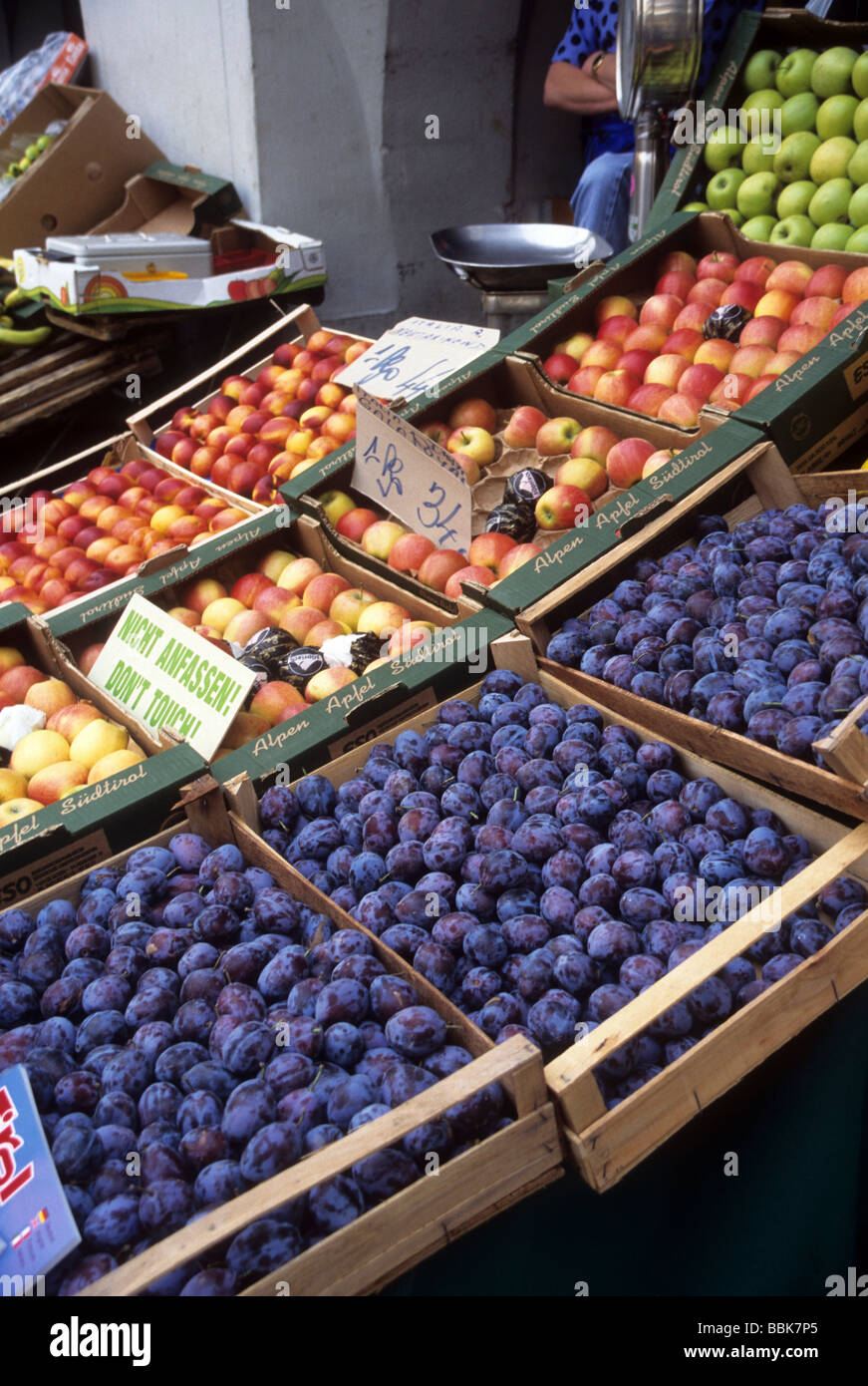 fruit outdoor market sale grocery price display store food Stock Photo ...