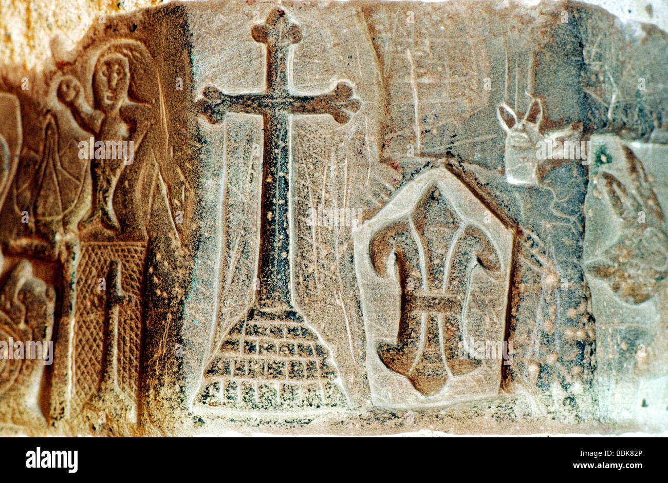 Carlisle Castle Prisoner's Carving on prison cell wall Cumbria England ...