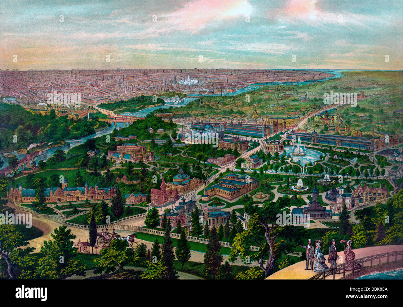 Birds eye view of Philadelphia, 1876 Stock Photo - Alamy