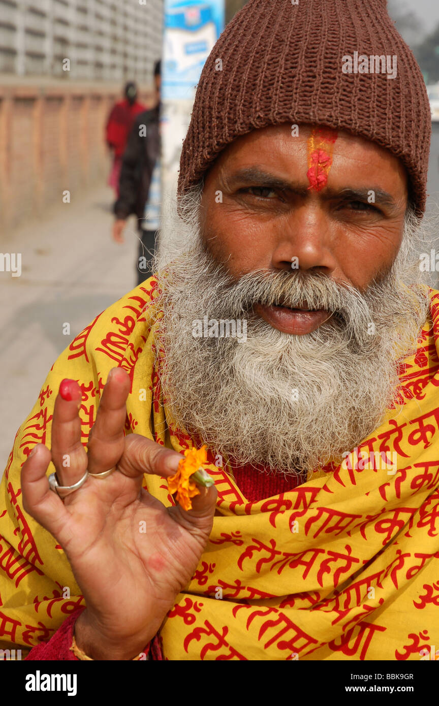 Portrait of nepalese Sadhu (holy man) in Kathmandu, NEPAL Stock Photo ...