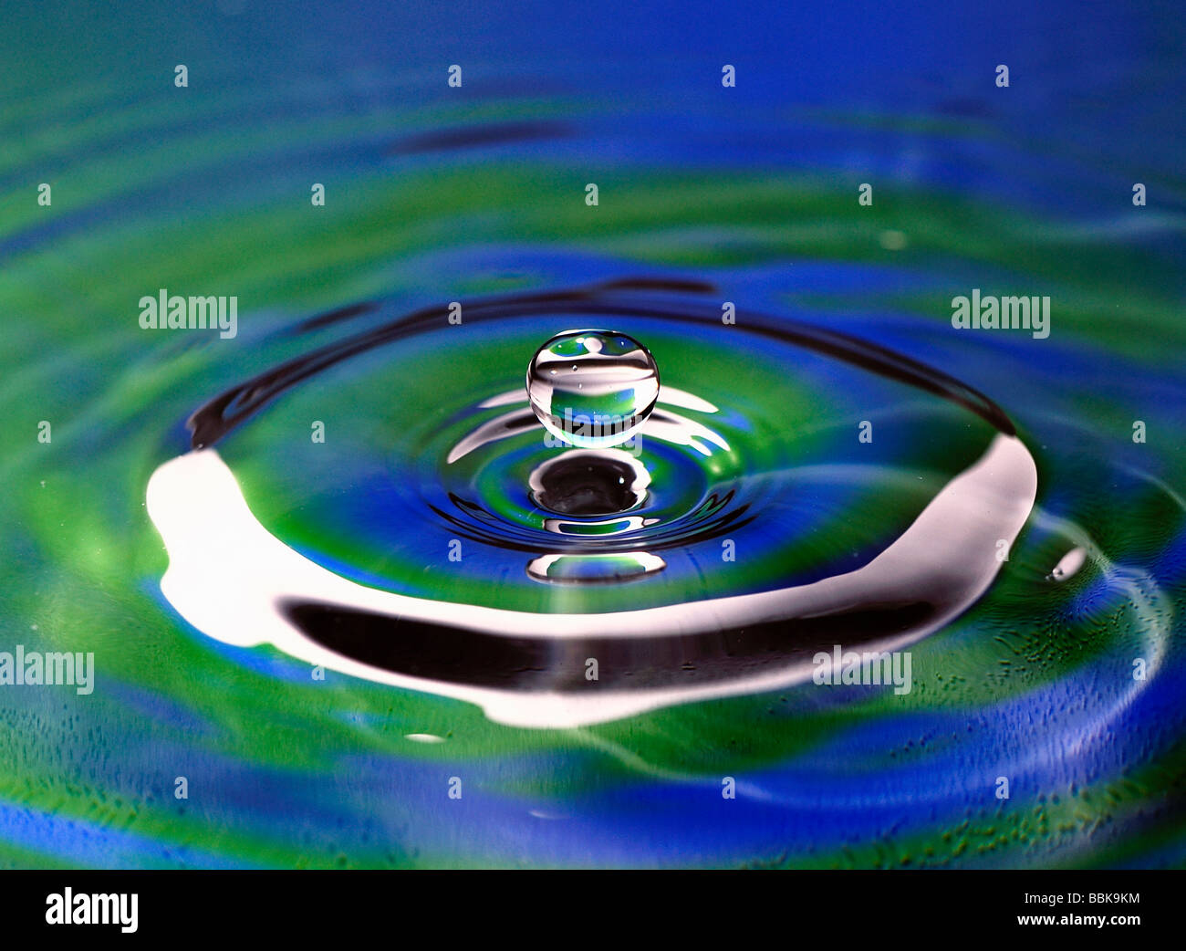 Close up of a water drop hitting a water surface Stock Photo - Alamy