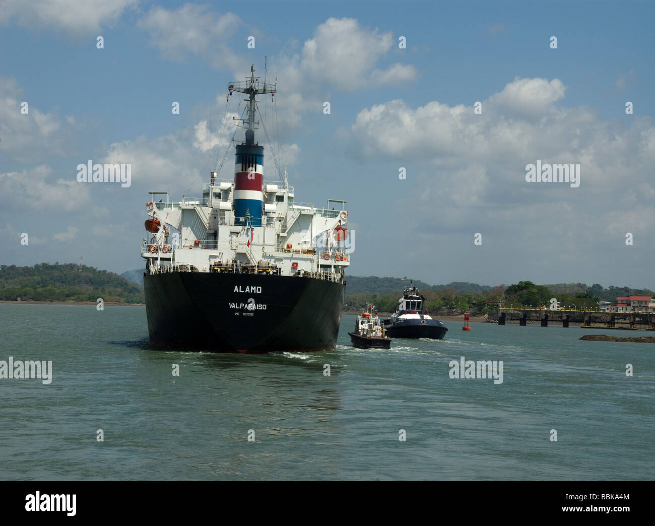 Panama.Panama Canal and ship Stock Photo - Alamy