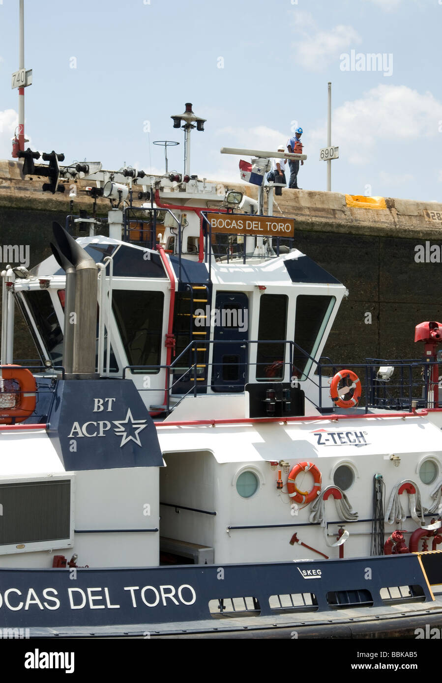 Panama.Panama Canal and Pedro Miguel Locks.Tug boat Stock Photo - Alamy