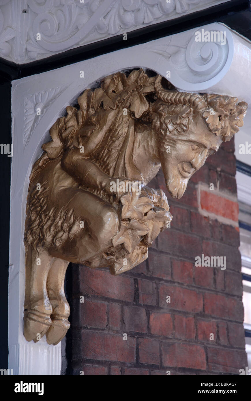 Satyr, figure of Pan, carved on a doorway, Oxford, Oxofordshire ...