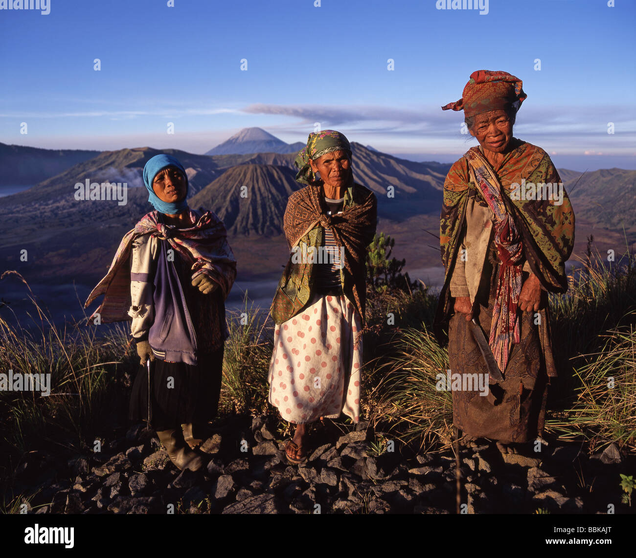 Peasant women farming on top of a Volcano Stock Photo - Alamy