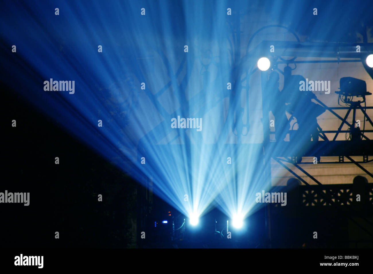 laser type lights from projectors at light show in rome Stock Photo - Alamy