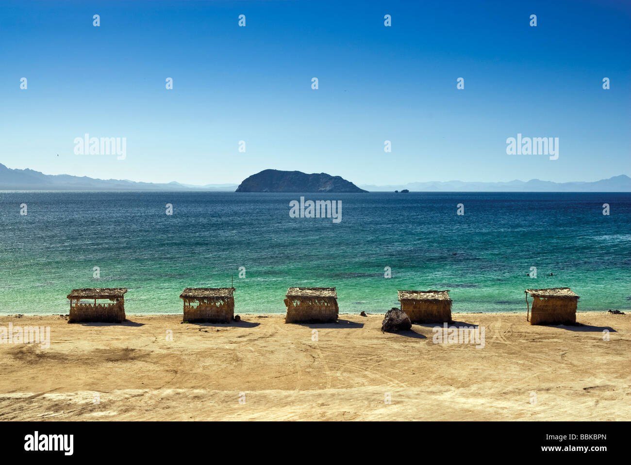 Palapas at Playa Santispac at Bahia Concepcion Baja California Sur ...