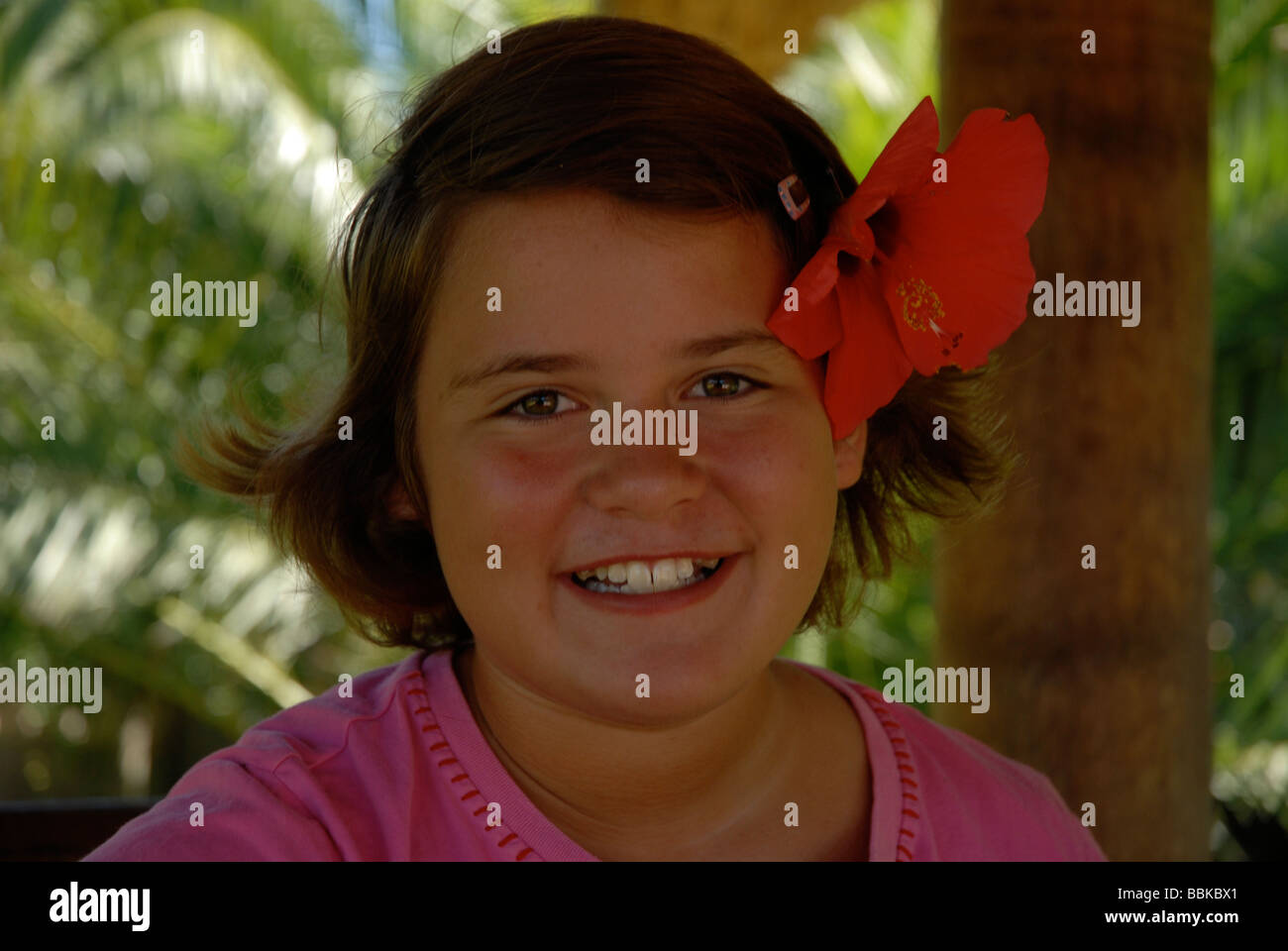 girl (aged 9), H&S portrait, outdoors Stock Photo - Alamy