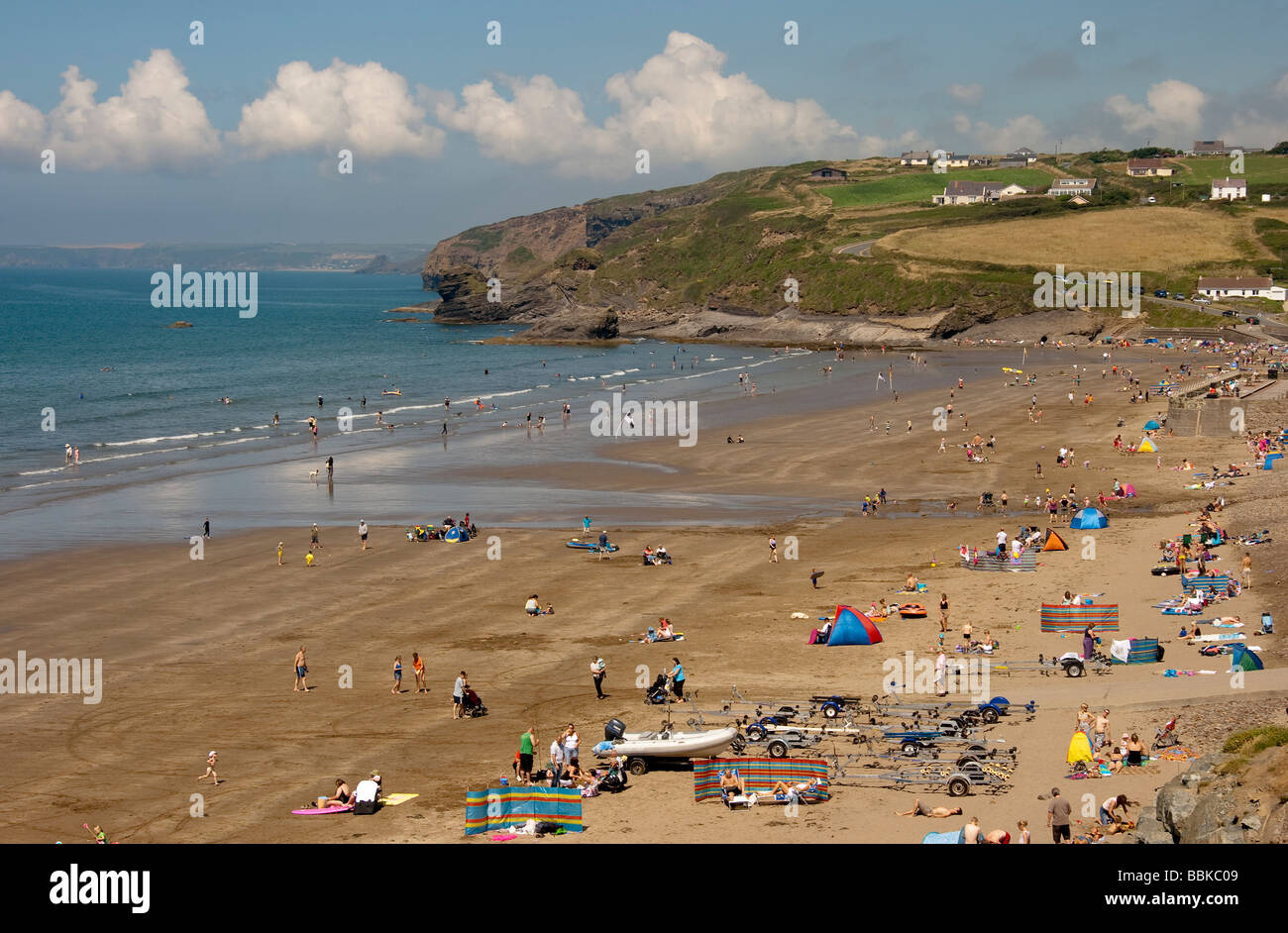 View of Broad Haven beach and St Brides Bay in the Pembrokeshire Coast ...