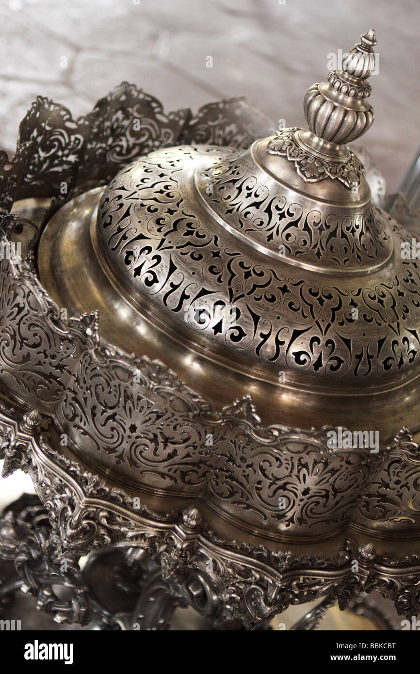 Istanbul Turkey intricate silver fireplace brazier at the Topkapi ...