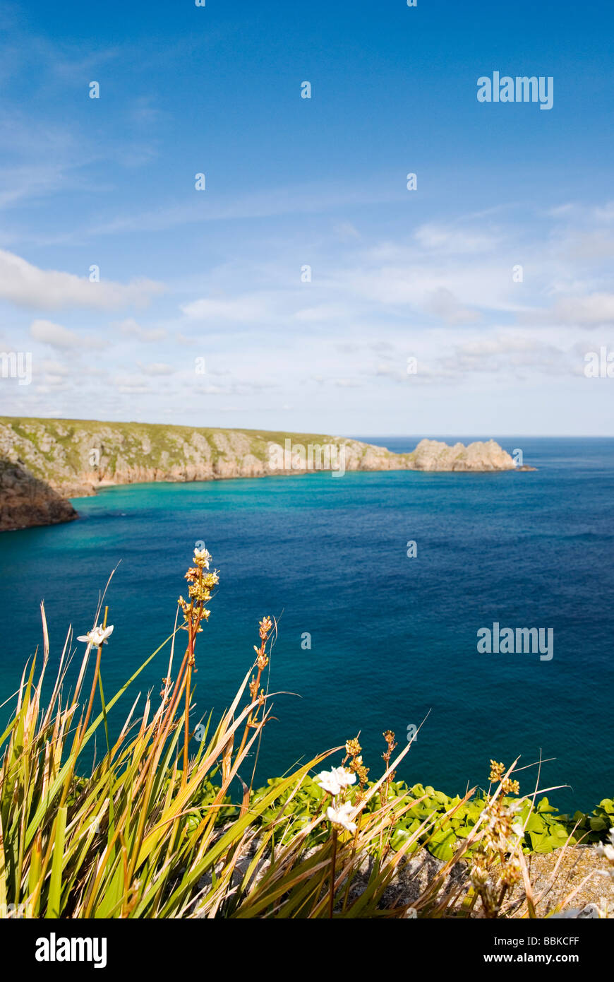 Porthcurno cliffs in Cornwall England UK Stock Photo - Alamy