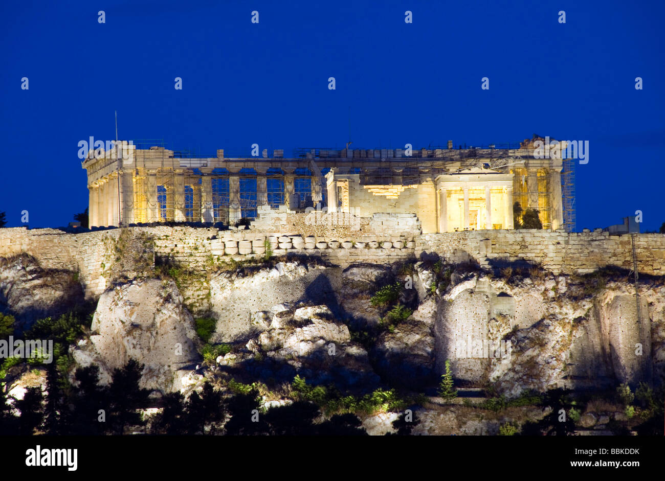 ancient parthenon temple acropolis architecture reconstruction night ...
