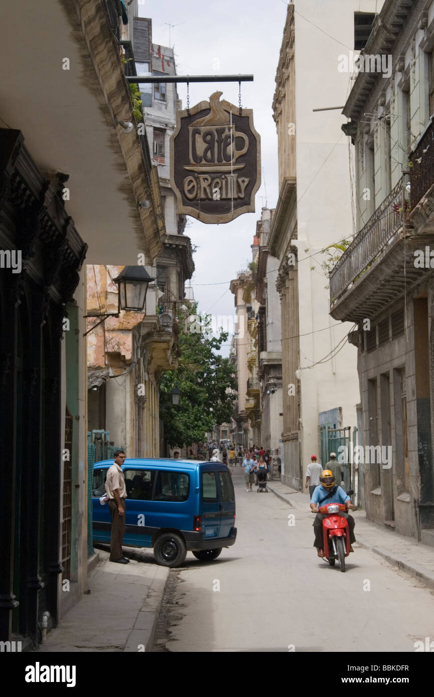 Cafe O'Reilly sign on side street Havana Cuba Stock Photo - Alamy