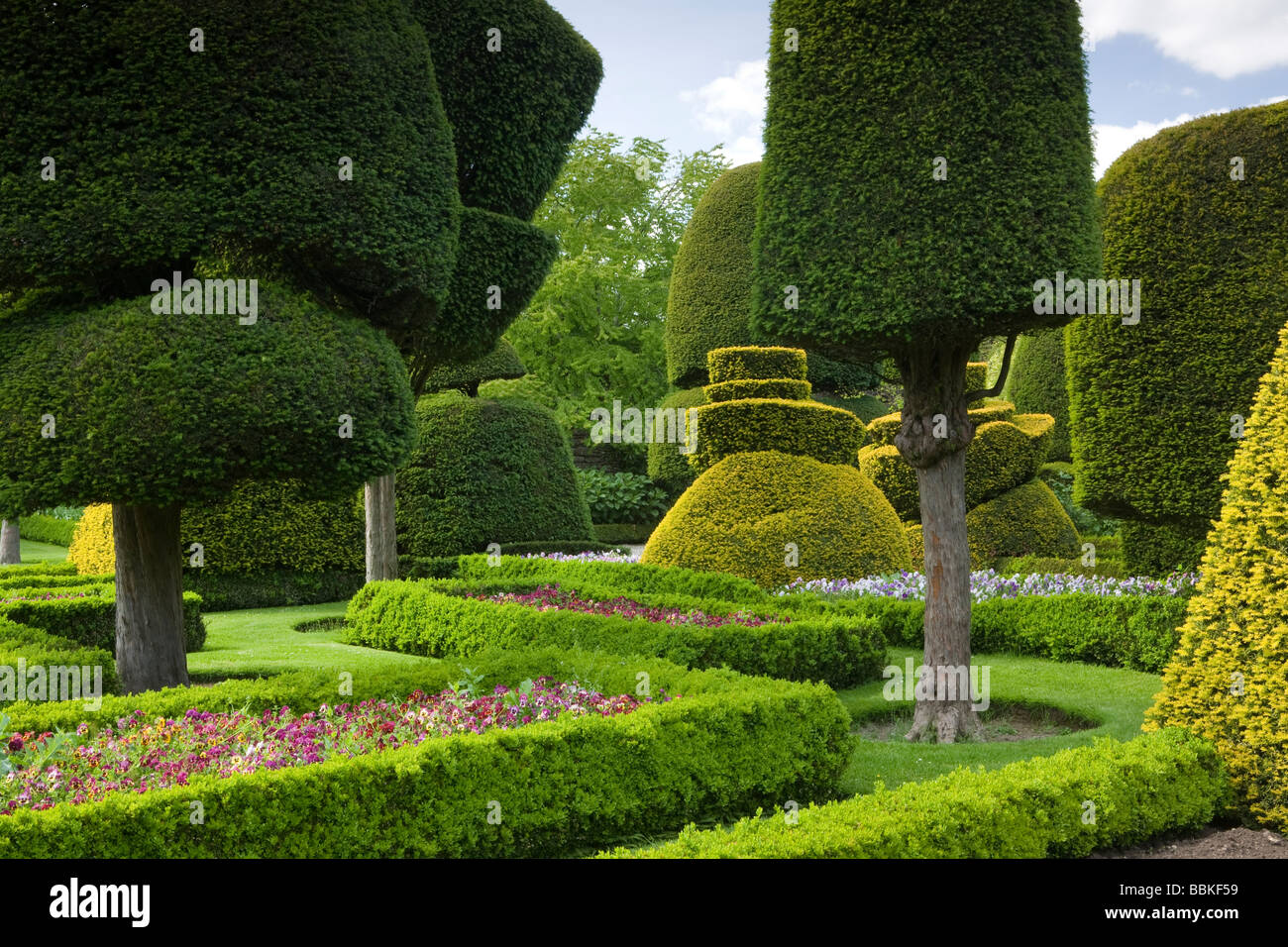 Levens Hall and its famous topiary gardens in the Lake District Stock ...