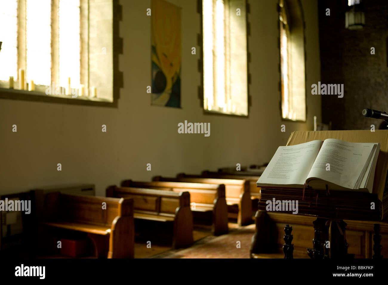 The bible opened in an empty English Parish church Stock Photo - Alamy