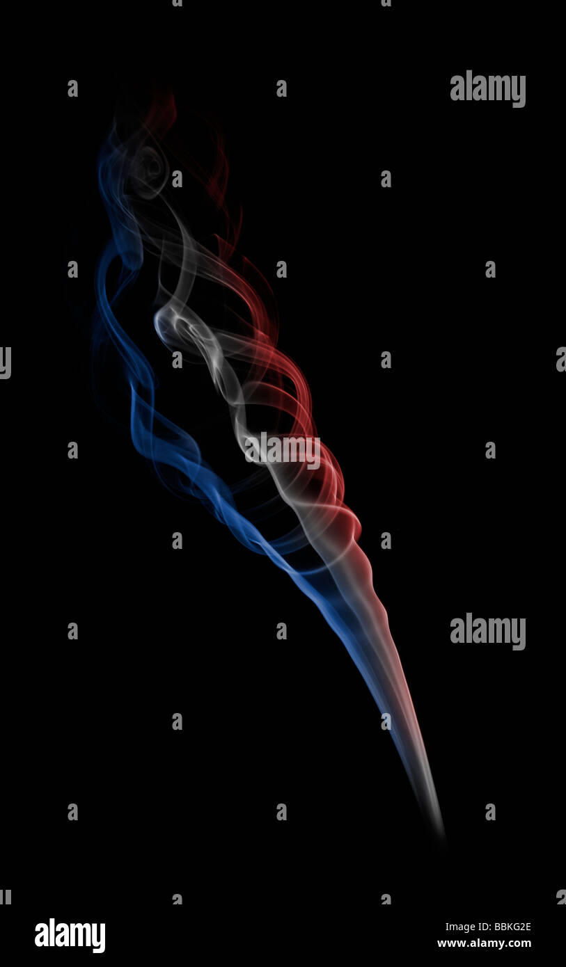 Curls of smoke given off by the combustion of an incense stick. Volutes ...