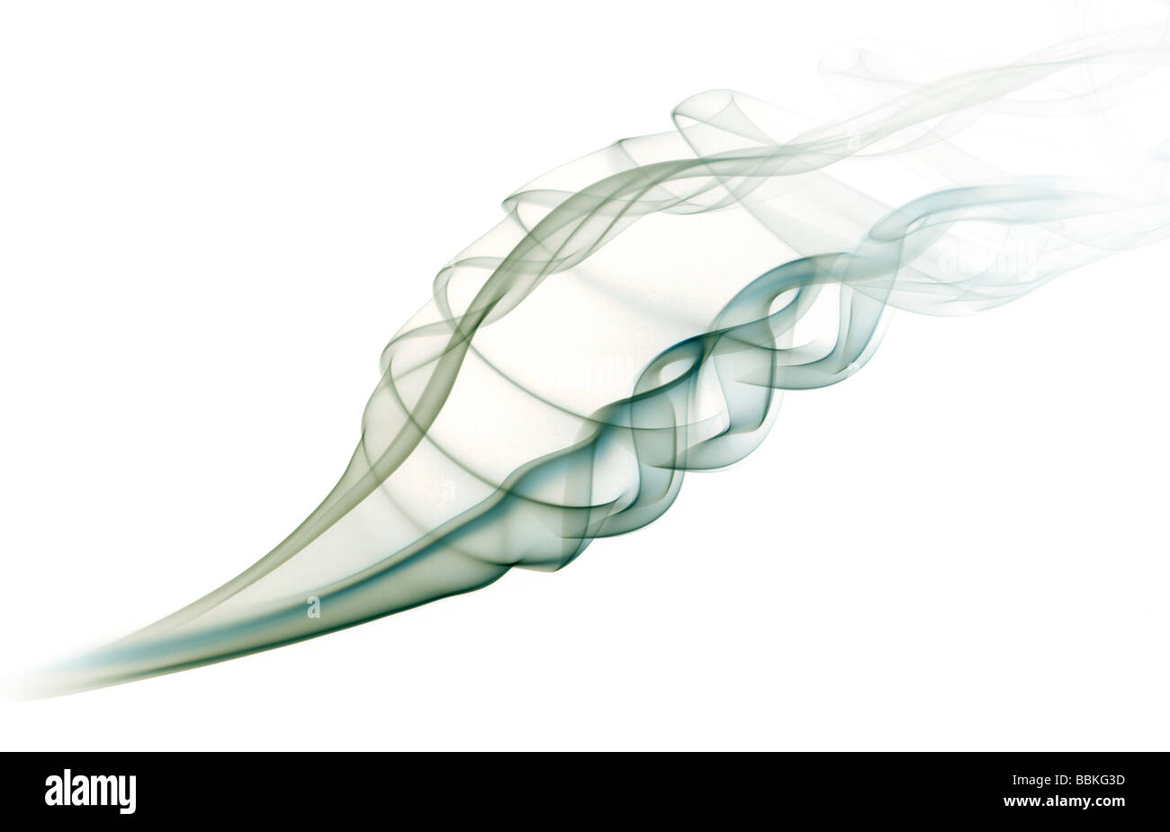 Curls of smoke given off by the combustion of an incense stick. Volutes ...