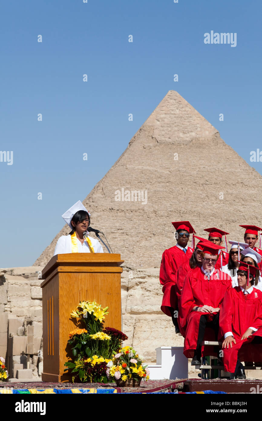 valedictorian giving speech at the Cairo American College (CAC) High ...