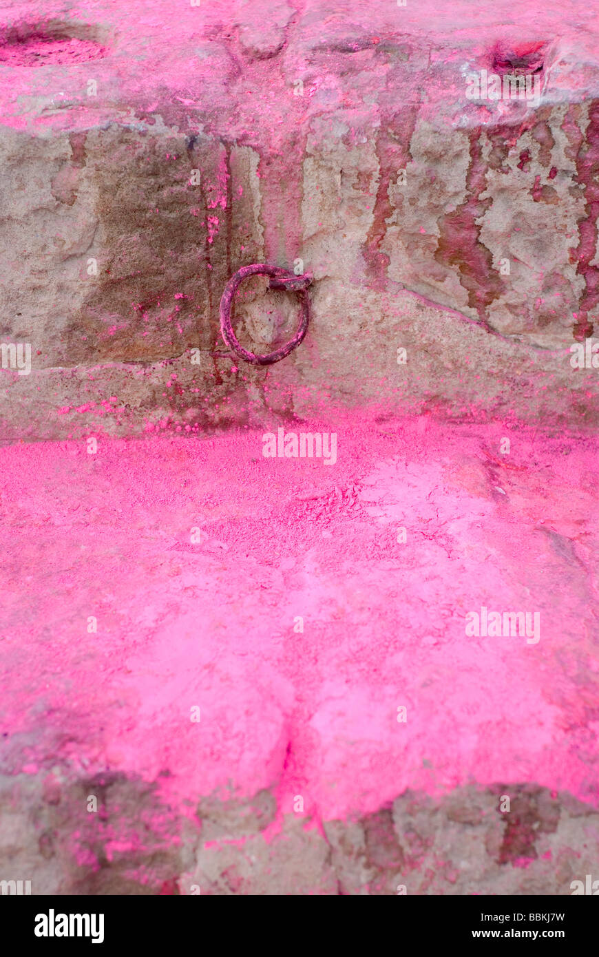 Painted steps. After the Holi festival everything is painted! Varanasi ...