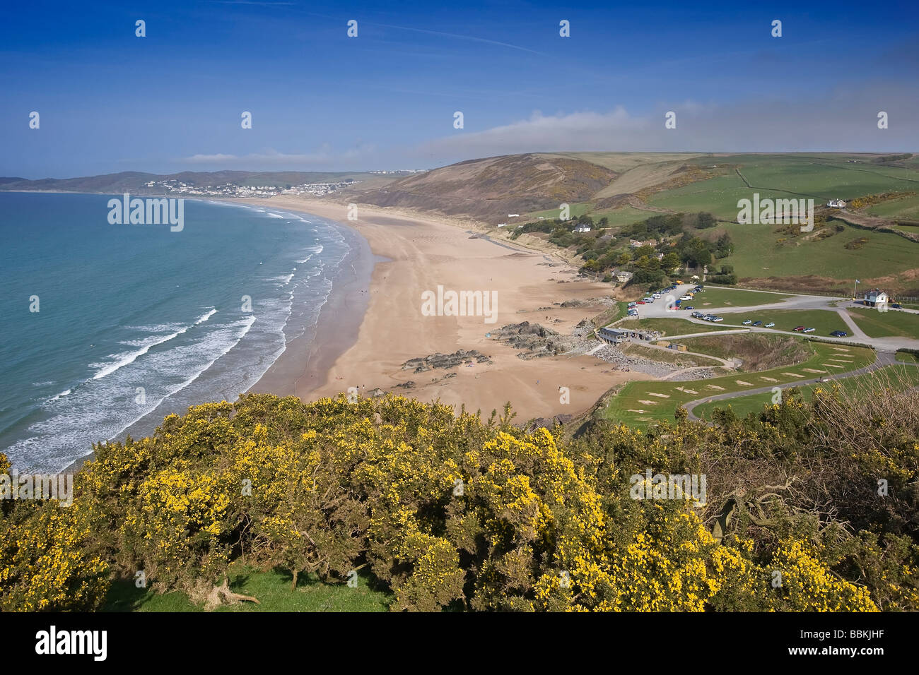 View of Woolacombe beach from the Putsborough end, looking towards ...
