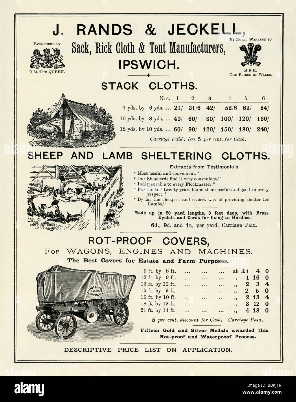 Advertisement in a Victorian mail-order catalogue for tents and ...
