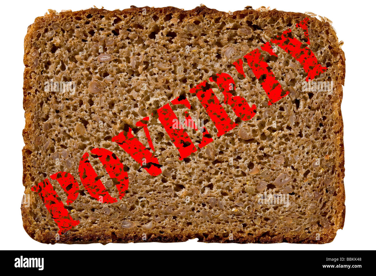 Poverty written on a slice of bread Stock Photo - Alamy
