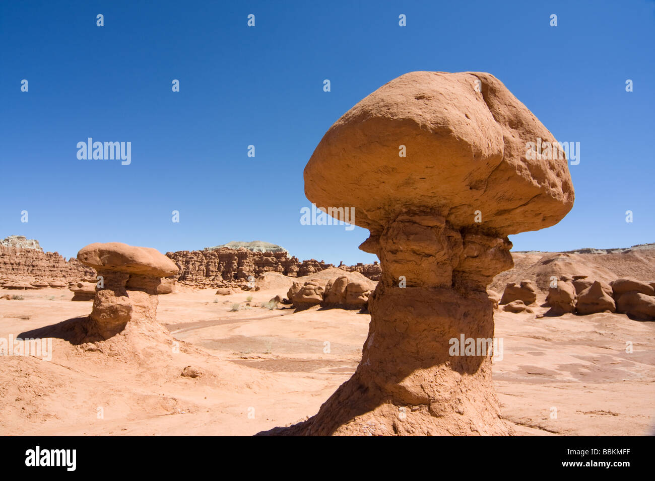 Mushroom shaped eroded rock, Goblin Valley State Park, Utah Stock Photo ...