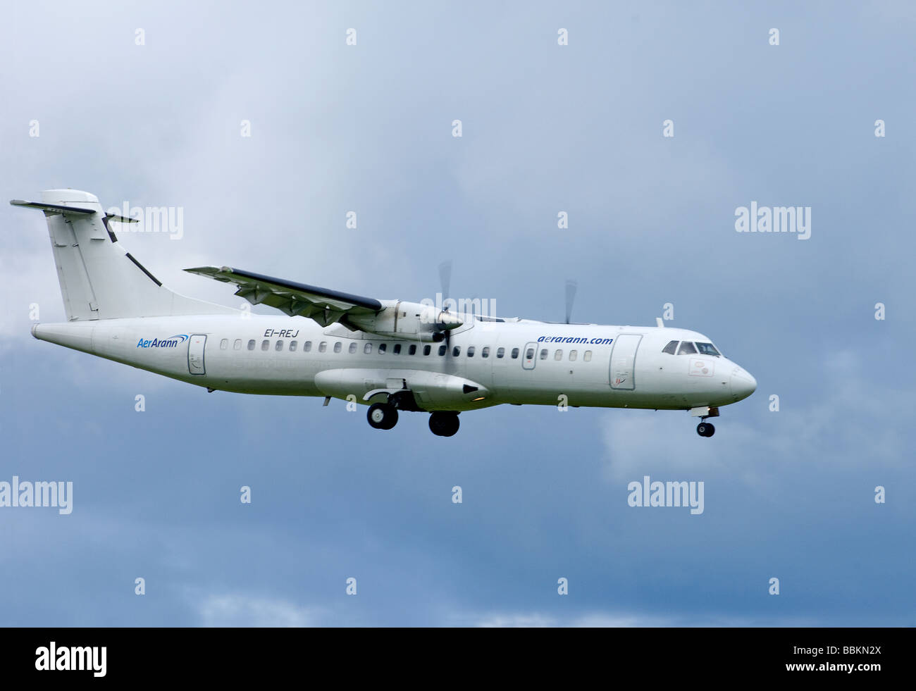 An Aer Arann ATR 72 Passenger airliner arriving at Inverness Dalcross ...