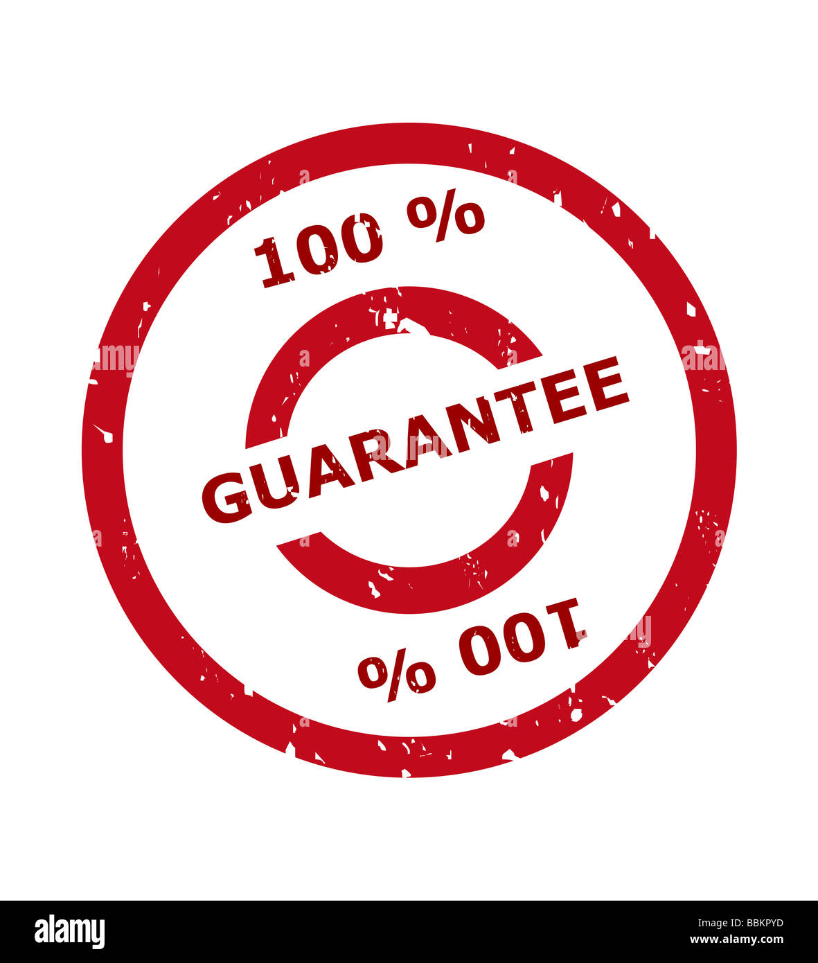 100 percent guarantee stamp in red circle isolated on white background ...