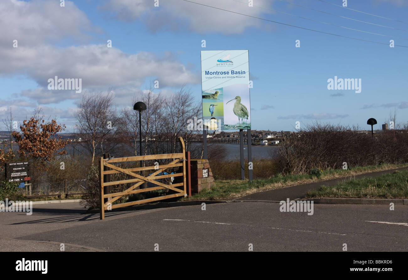 entrance sign to Montrose basin visitors centre Angus Scotland March ...