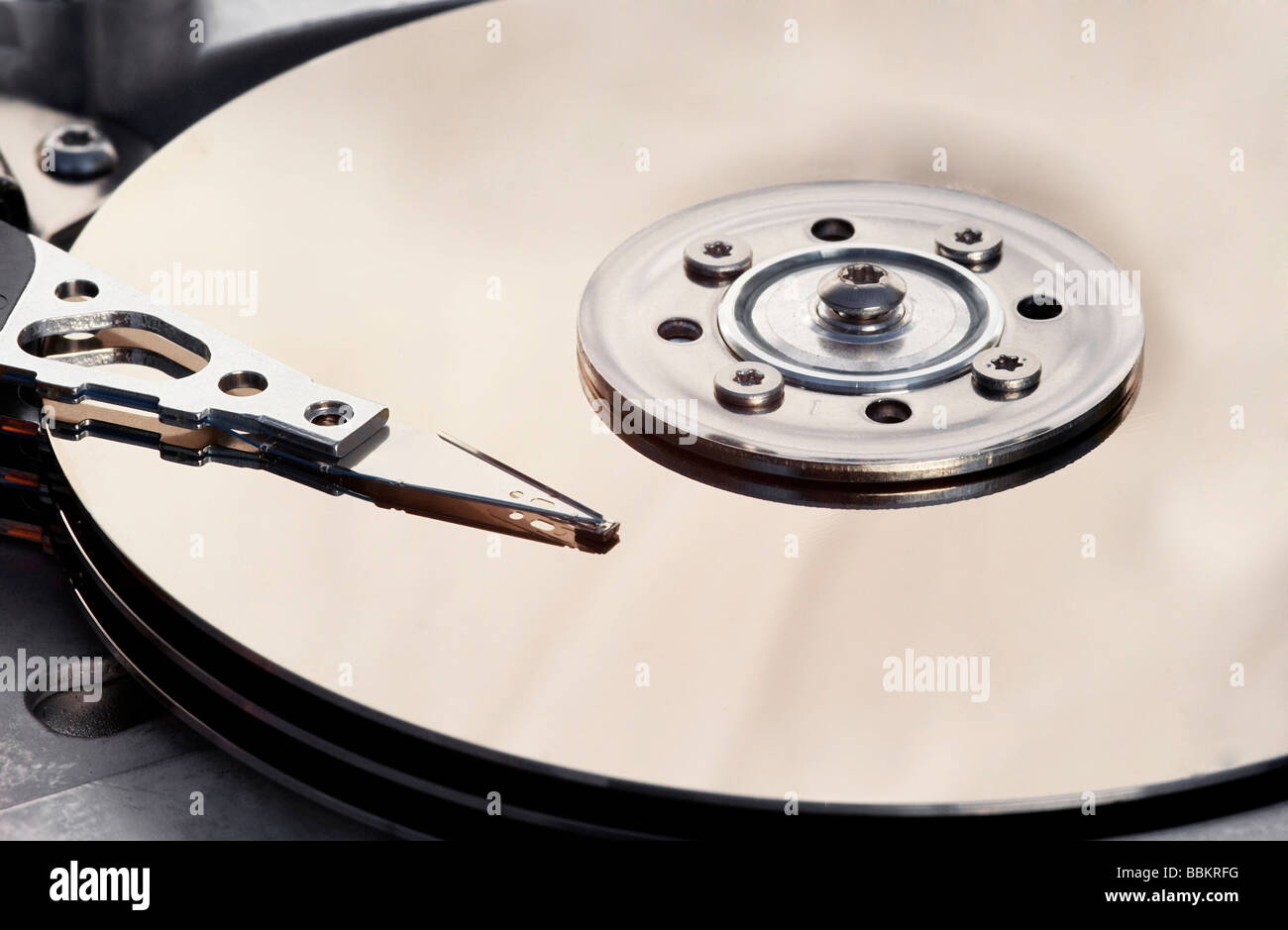 Detail of the read head and hard disk Stock Photo - Alamy