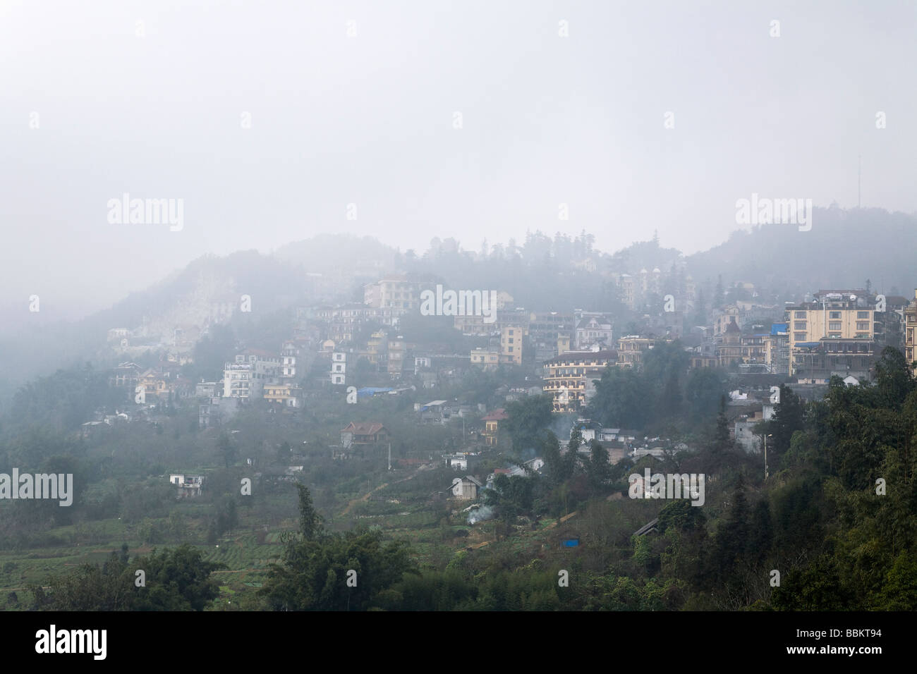 Foggy day in Sapa North Vietnam Stock Photo - Alamy