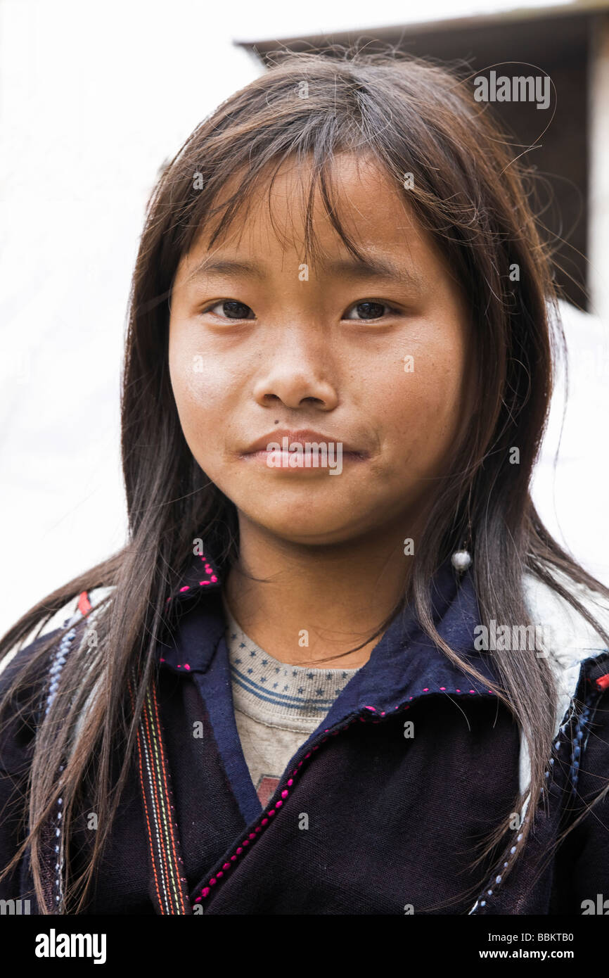 Portrait of a beautiful young Black Hmong girl in Sapa north Vietnam ...