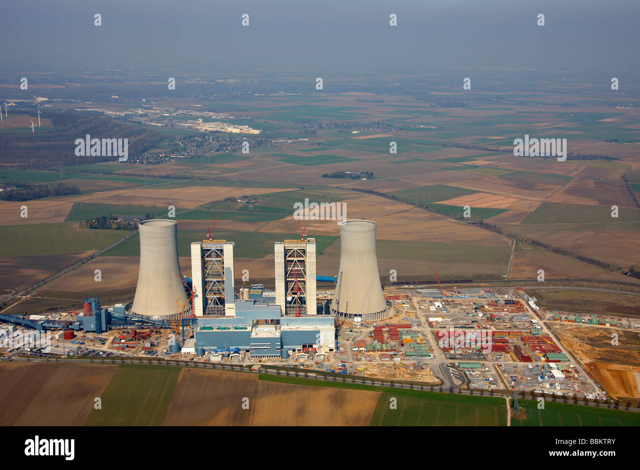 Aerial photo, lignite-fired power plant, generating unit with optimised ...