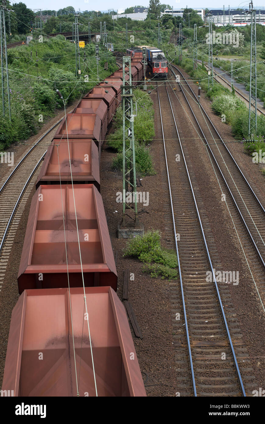 Empty railway freight wagons Stock Photo - Alamy