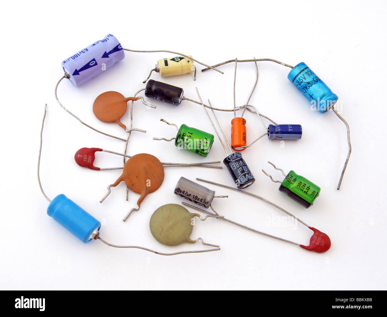 Assorted capacitors as used in a computer Stock Photo - Alamy