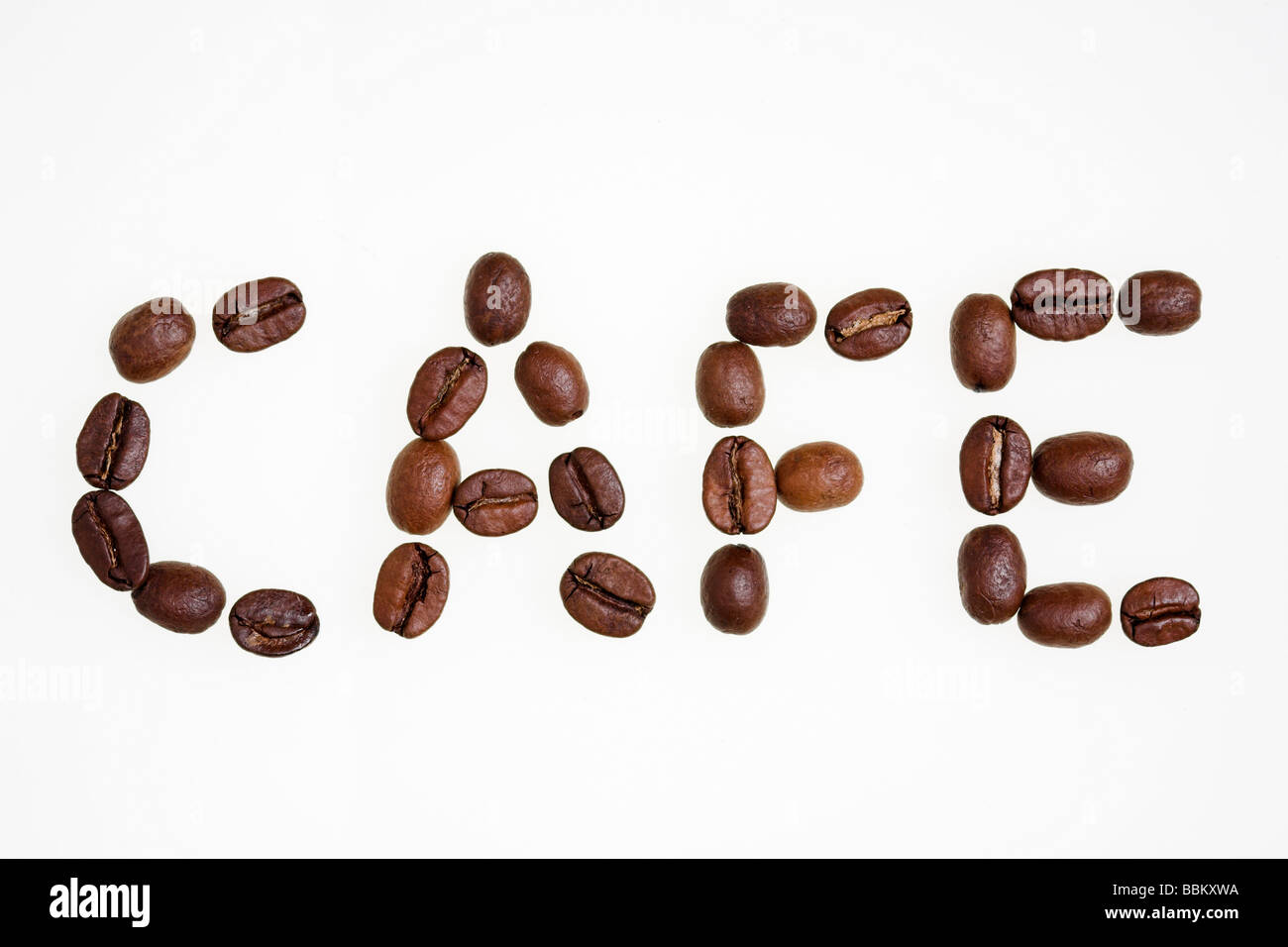 "Cafe", written in coffee beans Stock Photo - Alamy
