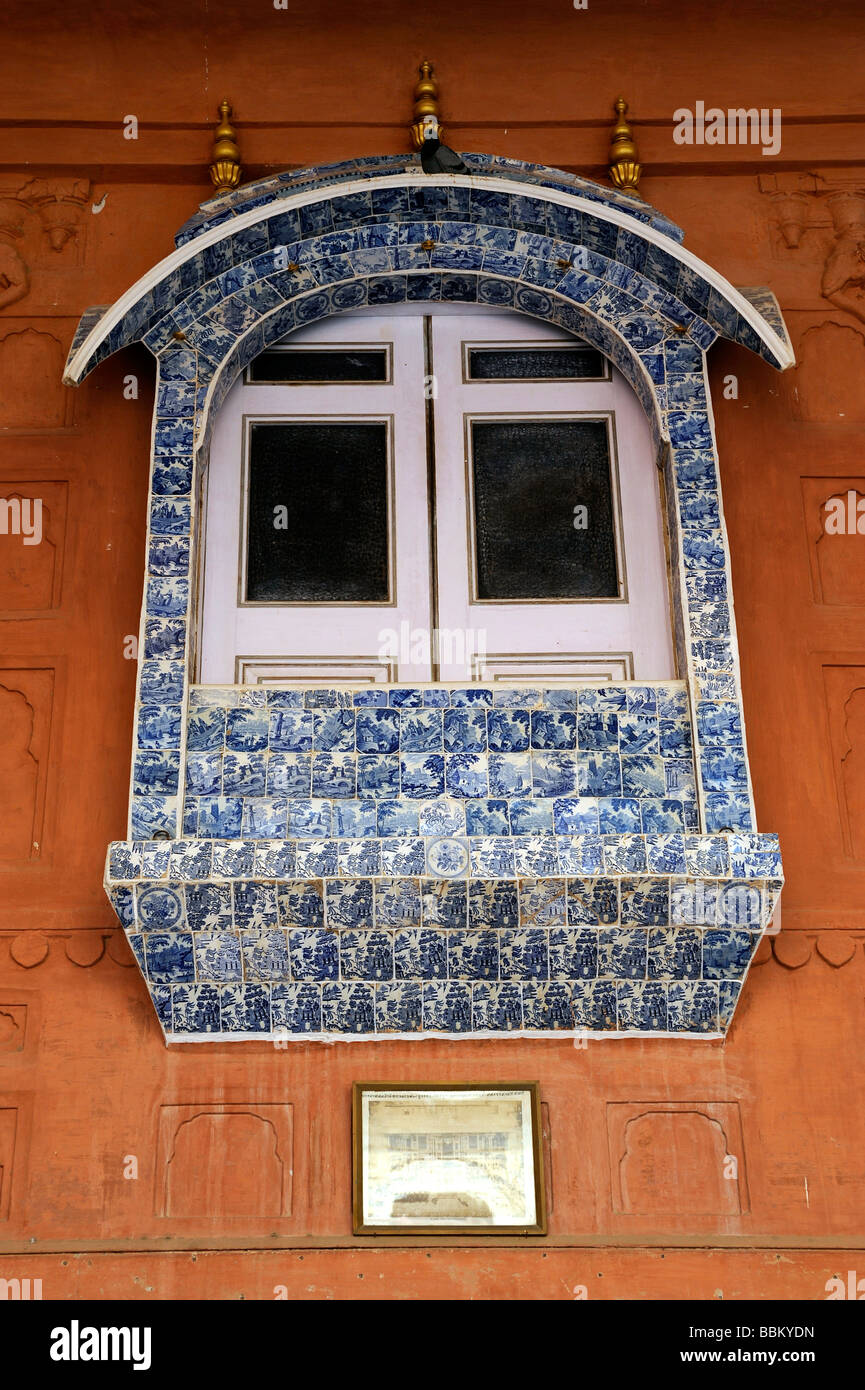 Bay window with Dutch tiles, Junagarh Fort, city palace, Bikaner ...