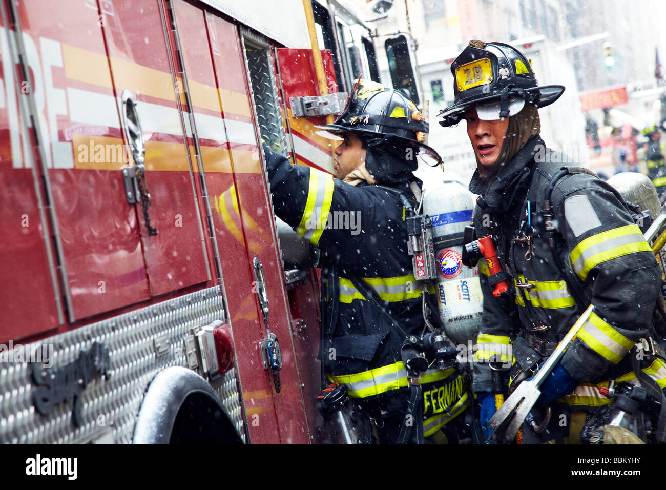 New York firefighters in action Stock Photo - Alamy