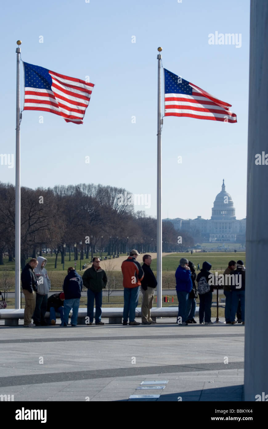 American flags at Washington Monument, Washington DC Stock Photo - Alamy