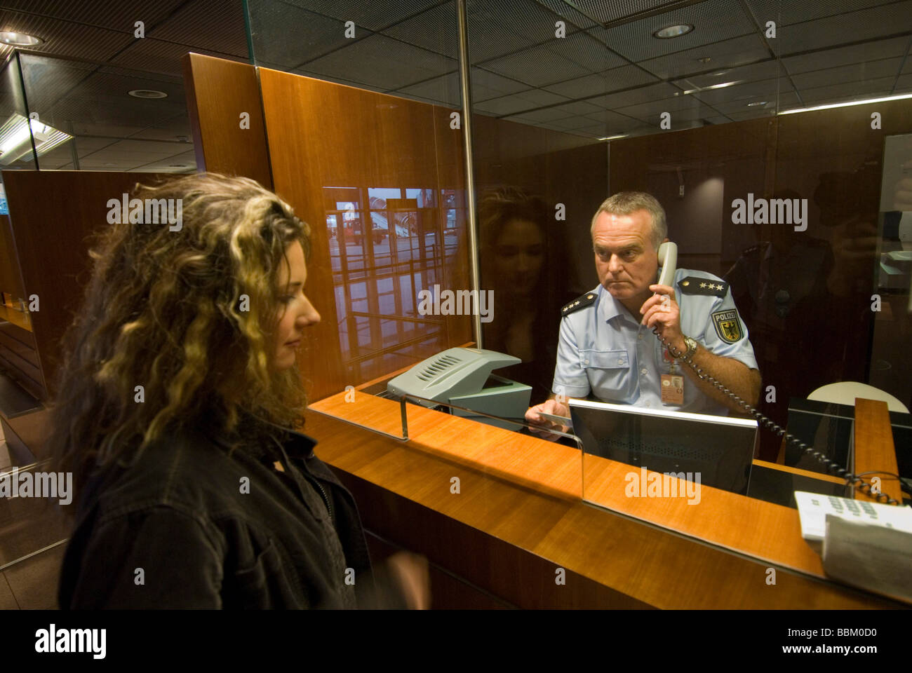 Passport control, security officer, security checks, man, woman ...
