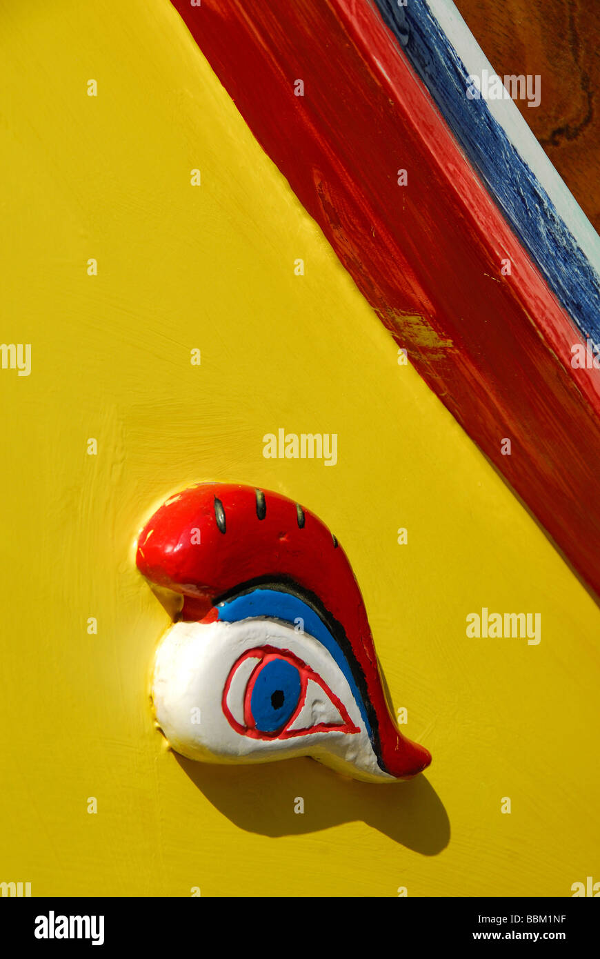 MALTA. The Eye of Osiris on a traditional luzzu (Maltese fishing boat ...