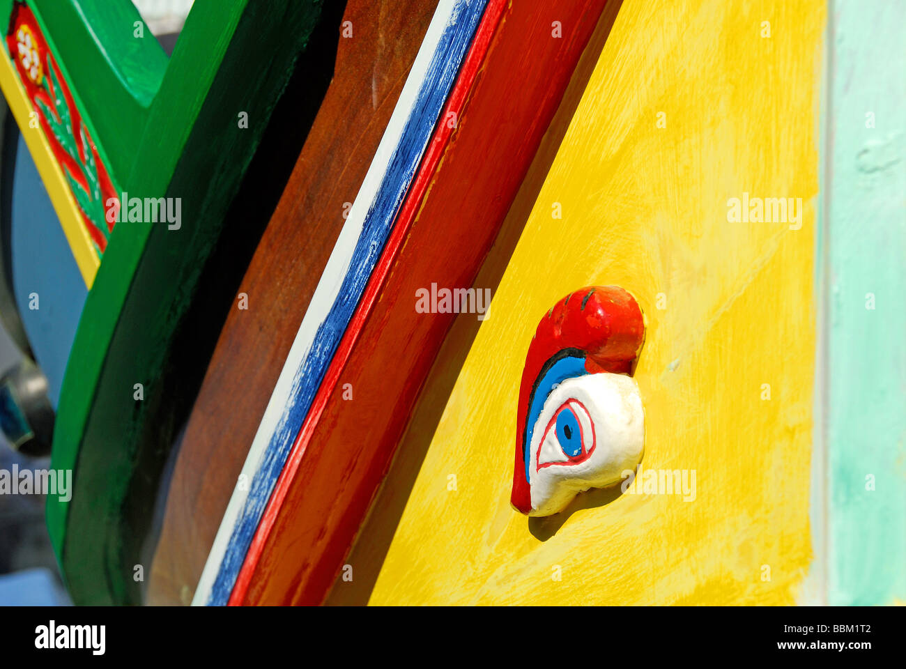 MALTA. The Eye of Osiris on a traditional luzzu (Maltese fishing boat ...