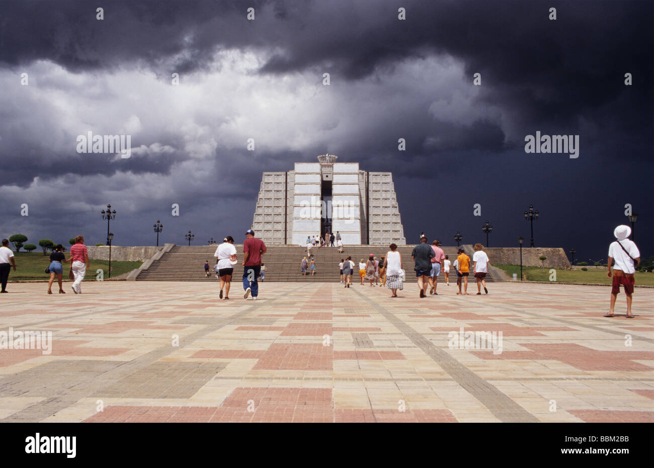 Dramatic skyline at the Faro A Colón, the Columbus Memorial Lighthouse ...