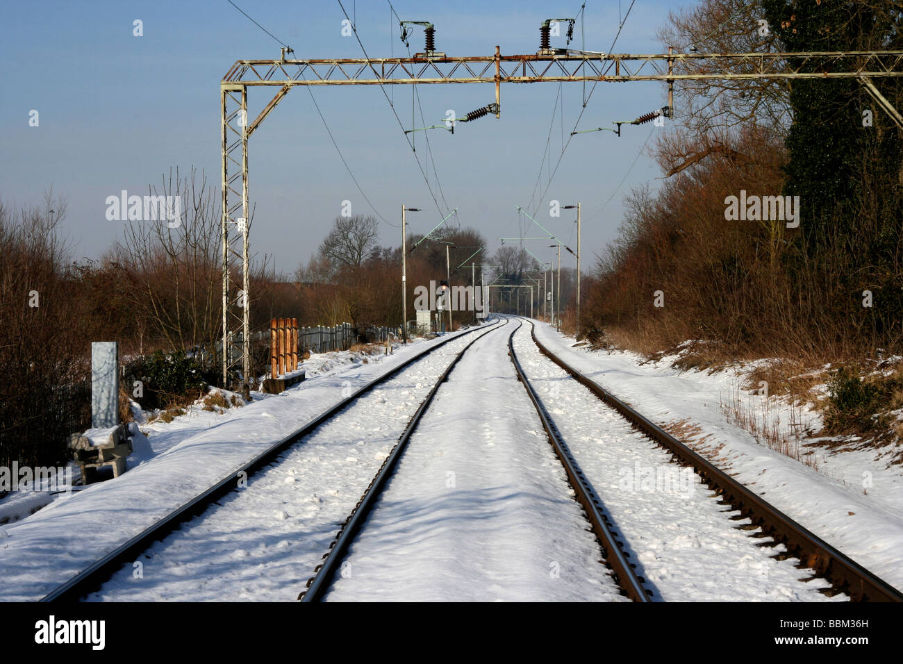 Snow covered Railway Lines Stock Photo - Alamy