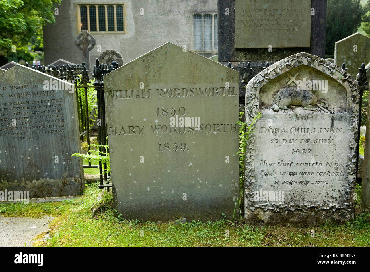 The grave of poet William Wordsworth in Grasmere, Lake District Stock ...